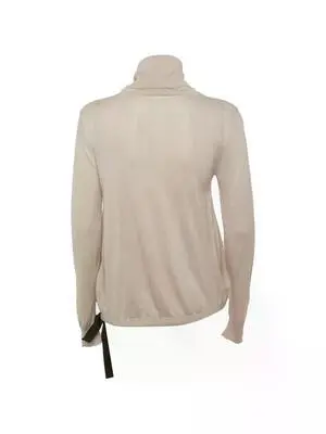 Max Mara Beige Ribbed Turtleneck Sweater