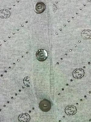 Gucci Embellished Monogram Cardigan - Grey