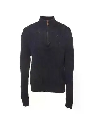 Polo Ralph Lauren Navy Cotton Cable Knit Quarter-zip Sweater