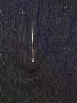 Polo Ralph Lauren Navy Cotton Cable Knit Quarter-zip Sweater