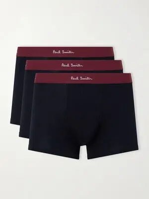 Paul Smith Pack Of Three Stretch Organic Cotton-jersey Boxer Briefs - Black
