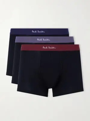 Paul Smith Three Pack Stretch Organic Cotton-jersey Boxer Briefs - Black