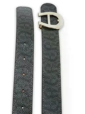 AIGNER Monogram Print Logo Buckle Belt