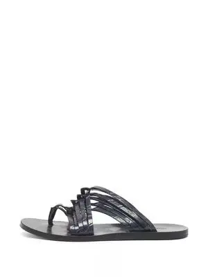 LOUIS VUITTON Patent Leather Multi-strap Thong Sandals