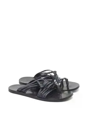 LOUIS VUITTON Patent Leather Multi-strap Thong Sandals