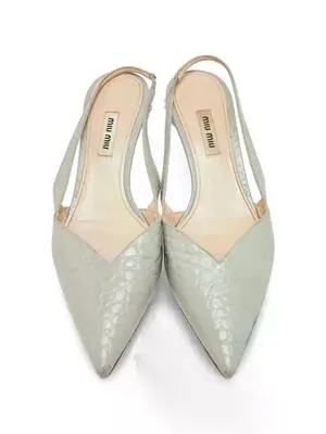 Miu Miu Croc-embossed Slingback Pumps