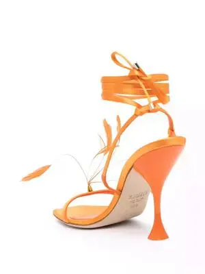 3JUIN Kimi Feather Satin Sandals