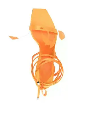 3JUIN Kimi Feather Satin Sandals