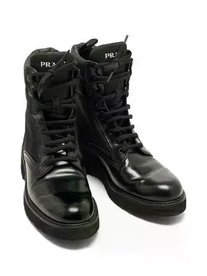 Prada Monolith Lace-up Ankle Boots