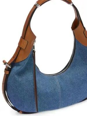 Moschino Denim Shoulder Bag With Leather Trim - Blue