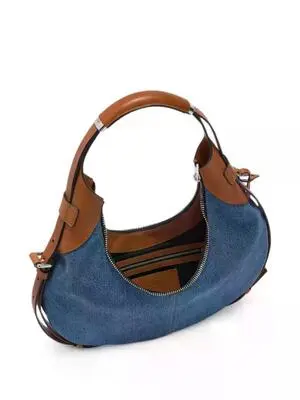 Moschino Denim Shoulder Bag With Leather Trim - Blue
