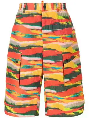Dsquared2 Abstract Print Cargo Shorts - Orange