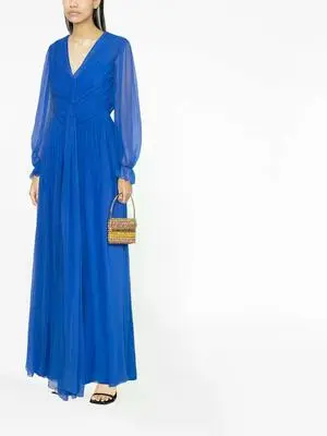 Alberta Ferretti Pleated Gown With Bow Detail
