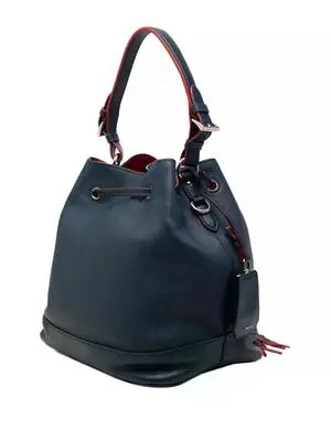 Prada Soft Calf Tassel Convertible Drawstring Bucket Bag - Blue