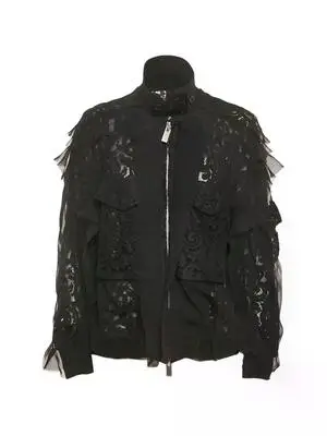 Sacai Lace Ruffle High Neck Jacket