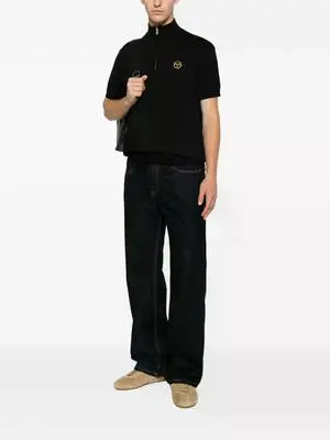 SERGIO TACCHINI Logo-embroidered Zip-neck Polo Shirt