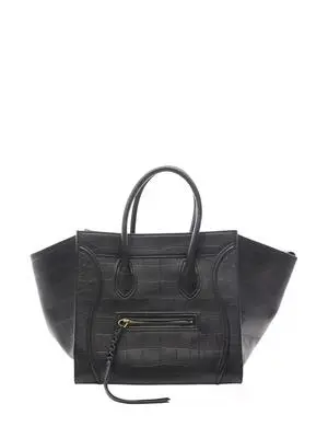 Celine Crocodile-embossed Leather Phantom Luggage Tote Bag - Black