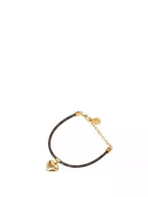 LOUIS VUITTON Monogram And Gold-plated Blooming Heart Charm Bracelet - Brown