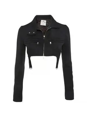 COURREGES Crepe Cropped Jacket With Suspender Detail
