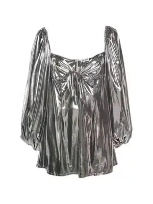 Attico Lamé Off-shoulder Mini Dress