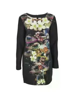 Roberto Cavalli Floral Print Long Sleeve Mini Dress