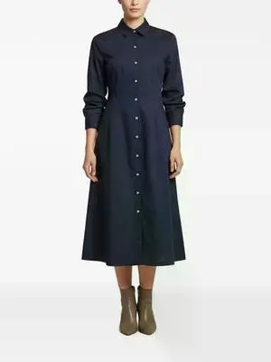 Theory Ruched-sleeve Midi Shirt Dress