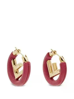 Fendi Leather Hoop Earrings - Red