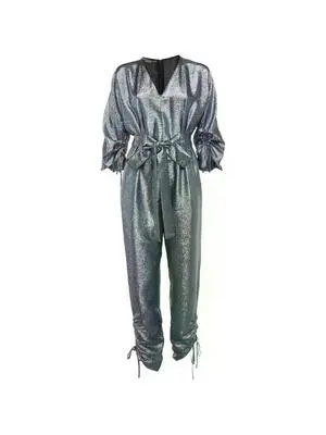 Stella McCartney Belted Lamé Jumpsuit - Blue