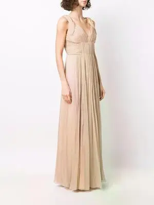 Alberta Ferretti Sleeveless Gathered Evening Dress
