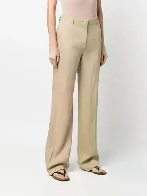 Alberta Ferretti Linen Blend Wide Leg Trousers