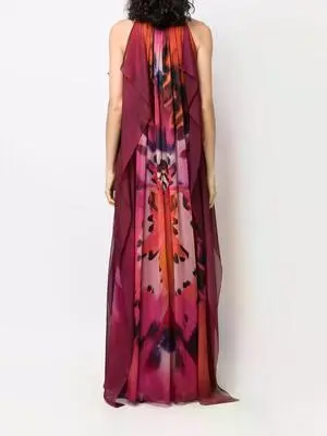 Alberta Ferretti Graphic Print Silk Gown