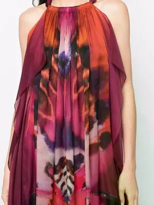 Alberta Ferretti Graphic Print Silk Gown