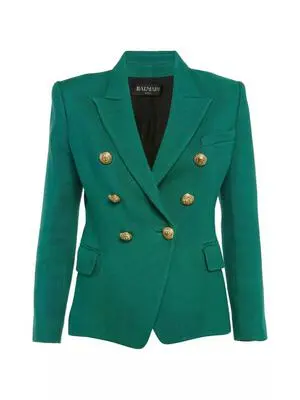 Balmain Basketweave Double-breasted Blazer - Green