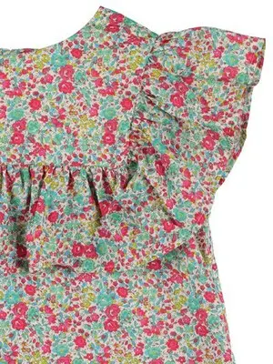 Bonpoint Printed Cotton Blouse With Ruffled Detail
