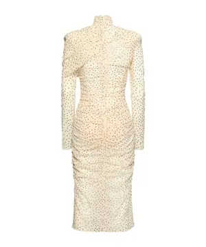 Magda Butrym Draped Stretch Silk Midi Dress With All Over Print