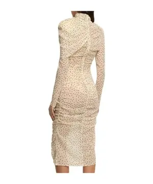 Magda Butrym Draped Stretch Silk Midi Dress With All Over Print