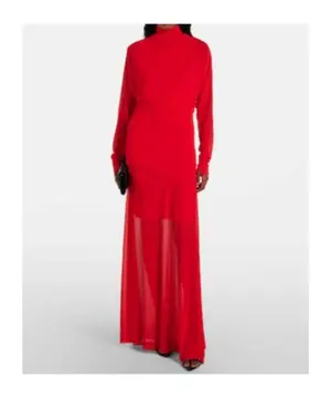 Proenza Schouler Sheer Crepe Jersey Gown - Red