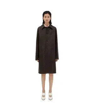 Bottega Veneta Intrecciato Leather Coat - Fudge