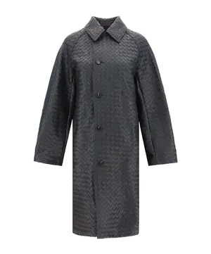 Bottega Veneta Intrecciato Leather Coat - Fudge