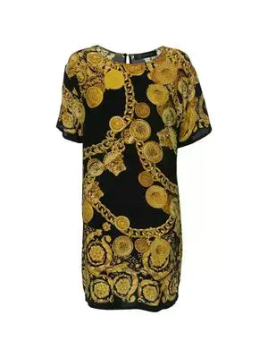 Versace Baroque Chain Print Silk Top - Black