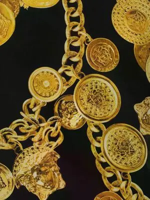 Versace Baroque Chain Print Silk Top