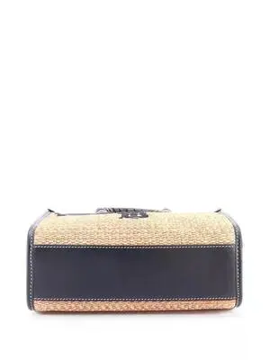 Burberry Freya Shopping Embroidered Raffia With Leather Mini Tote Bag