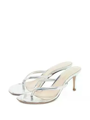 GIANVITO ROSSI Calypso Metallic Leather Thong Sandals