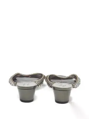 GINA Crystal-embellished Leather Slide Sandals