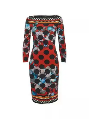 Roberto Cavalli Floral Polka-dot Print Midi Dress - Red
