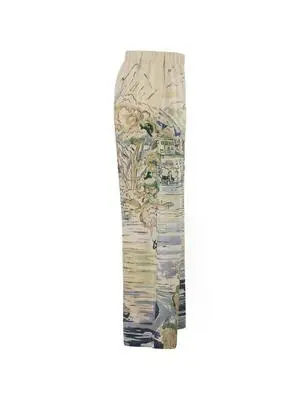 Max Mara Curva Printed Silk Trousers
