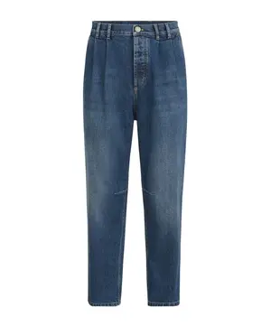 Brunello Cucinelli Comfort Cotton Denim Iconic-fit Five-pocket Trousers With Double Pleats - Medium Denim