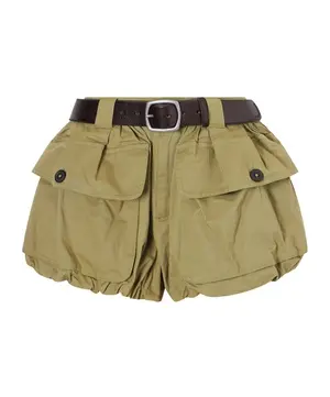 Sea Andrea Belted Cotton-twill Shorts - Green