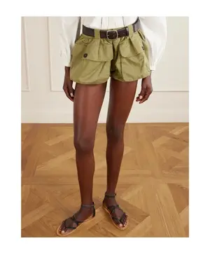 Sea Andrea Belted Cotton-twill Shorts - Green
