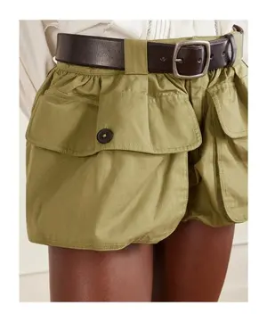 Sea Andrea Belted Cotton-twill Shorts - Green